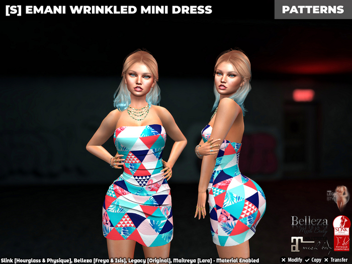Second Life Marketplace - [S] Emani Wrinkled Mini Dress Patterns